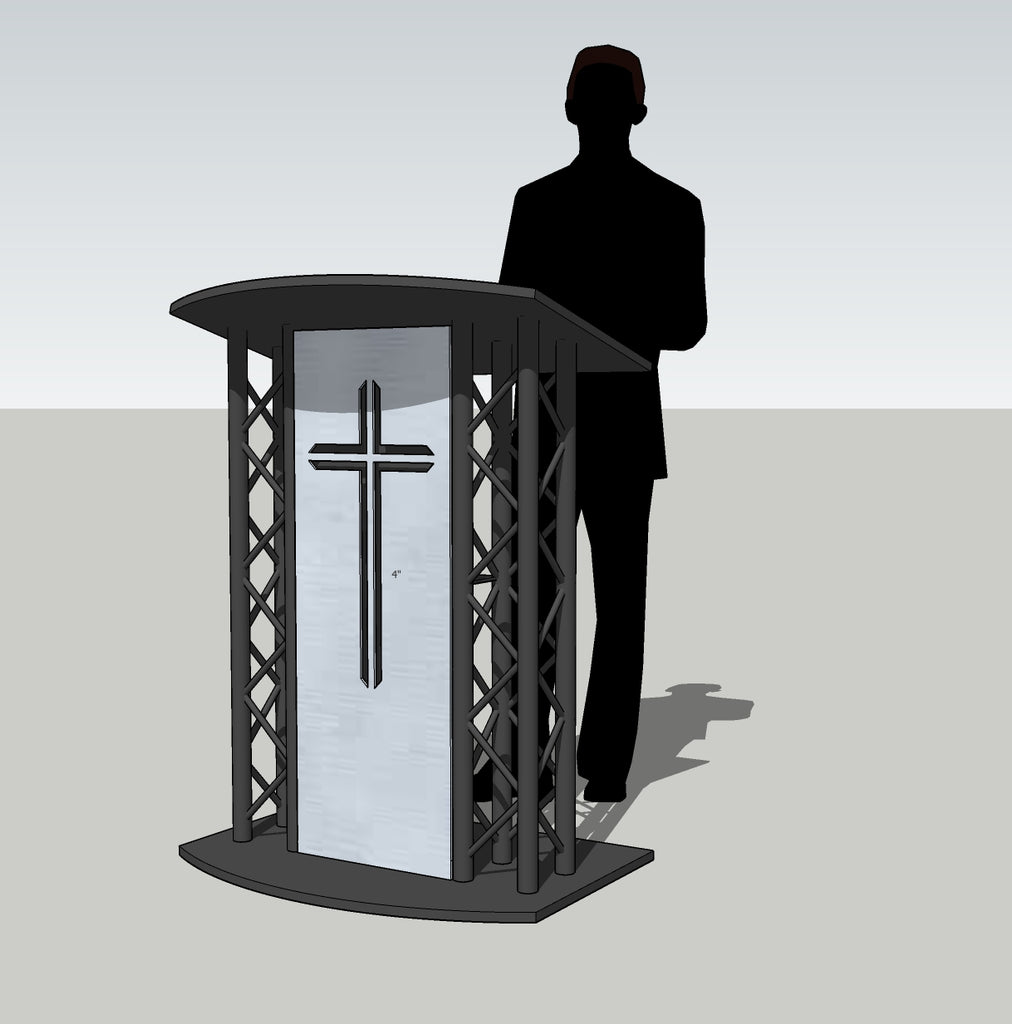 Dual Box Truss Pulpit With Drink Shelf – Welcome Center Furniture by ...