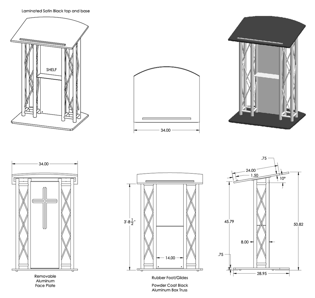 Dual Box Truss Pulpit With Drink Shelf – Welcome Center Furniture by ...