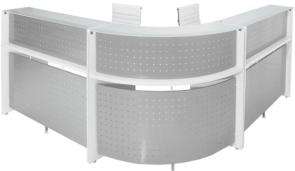 White 180 Half Round Curved Glass Top Reception Desk